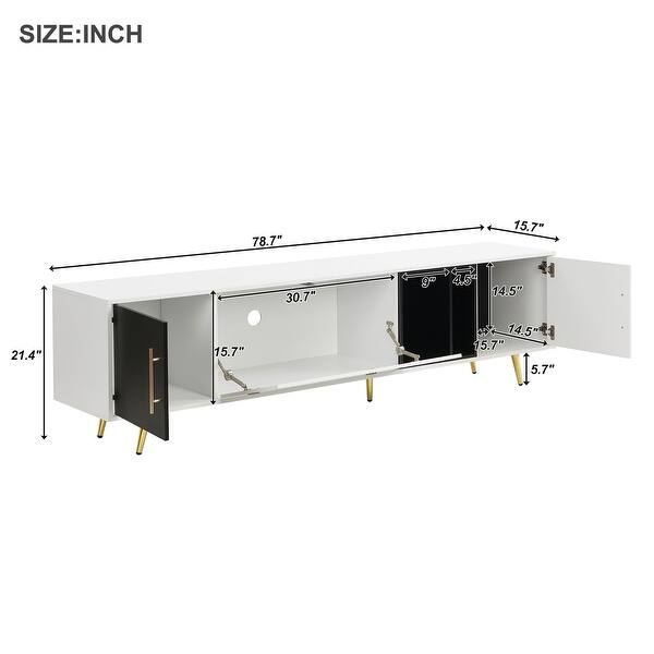 Modern Two-Tone TV Stand for 80-Inch TVs - Fluted Glass Door - Bed Bath ...