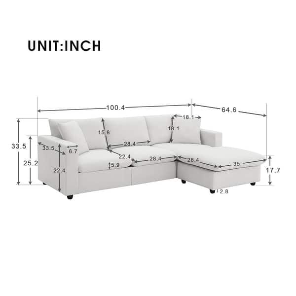 Modern Sectional Sofa, L-Shaped Couch Set with Ottoman - Bed Bath & Beyond - 40380927