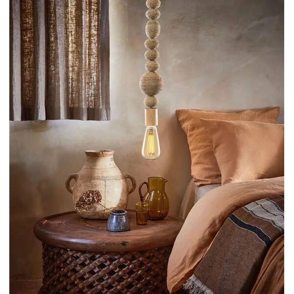 Boho Plug-In Swag Pendant Light Rustic Woven Ornament - 26" Tall - Bed ...