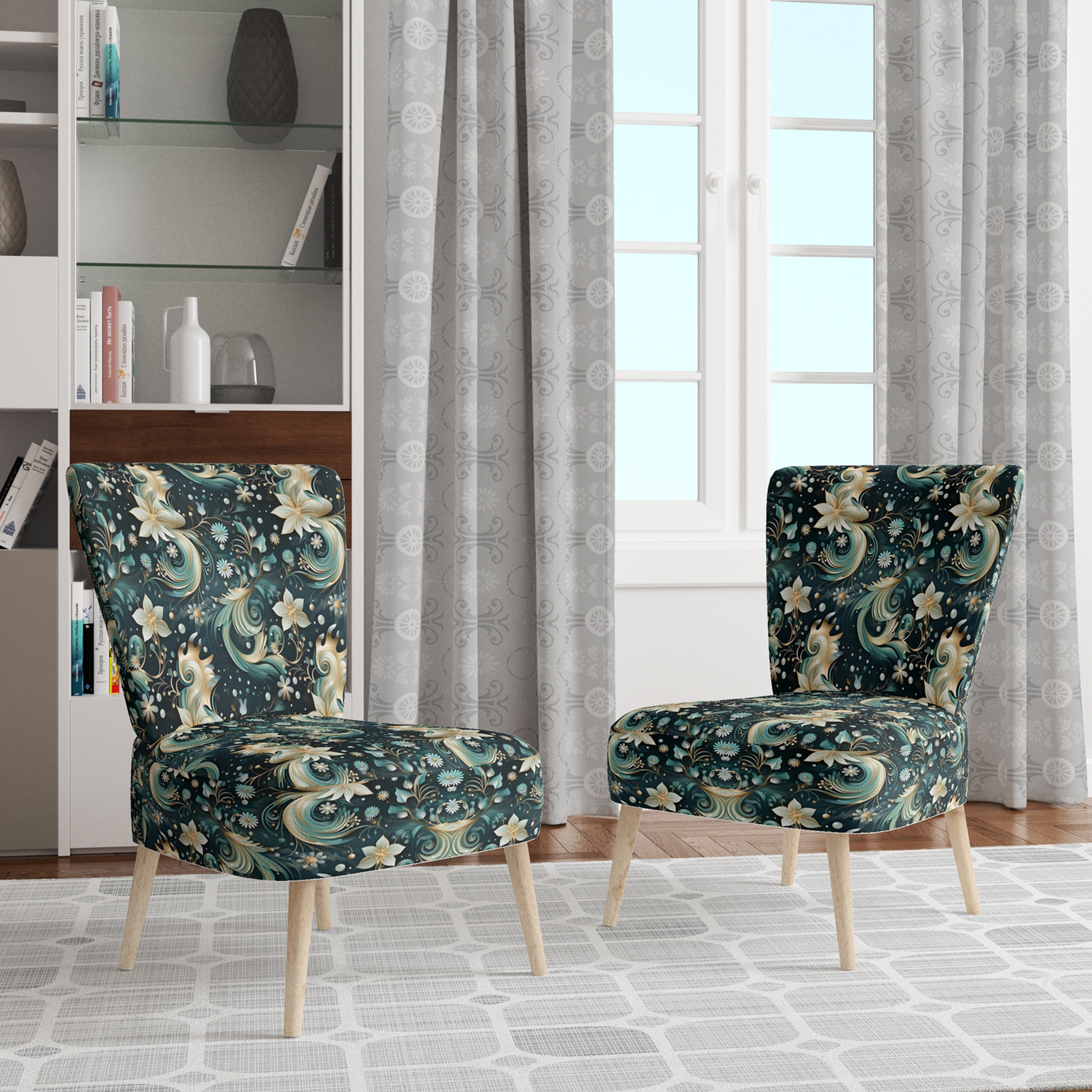 Designart Modern Sea Paisley Spirals Upholstered Paisley Accent Chair Glam Side Chair in Multiple Color Pattern Bed Bath Beyond 41811039
