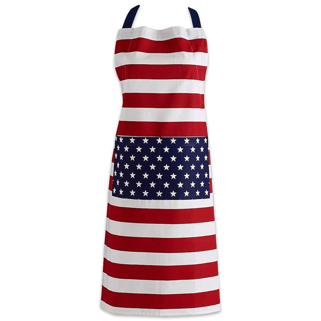 Adjustable American Flag Kitchen Apron with Pocket - Overstock - 25970235
