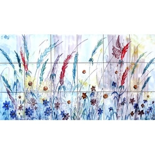 36in x 18in Floral Gardenia Mosaic 18pc Tile Ceramic Wall Mural - Bed ...