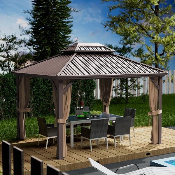 Kozyard Caesar 10'x12' Hardtop Aluminum Permanent Gazebo with a ...