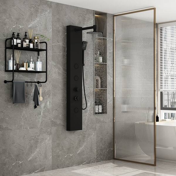 Black Steel Shower Panel Bathroom Monsoon Full Body Shower System - Bed ...