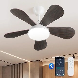36 in. Dimmable LED Indoor/Outdoor White Smart Ceiling Fan with Light ...