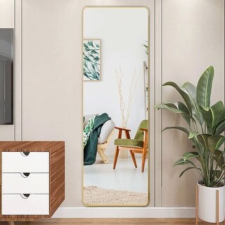 Modern Square Rounded Corners Full Length Floor Mirror with Stand - 65 ...