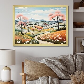 Designart "Countryside Early Spring Landscape III" Landscapes Framed ...