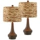 JONATHAN Y Leona 21" Rustic Farmhouse Handwoven Rattan/Resin LED Table ...