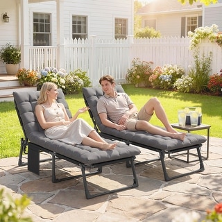 Outsunny Chaise Lounge Chair Outdoor Set of 2, 5-Position Reclining ...