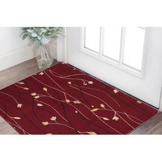 HomeRoots 3' X 5' Red Black and Ivory Floral Vines Power Loom Area Rug ...