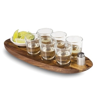 Curata Cantinero Shot Set Six 2 Ounce Glasses Salt Shaker Ceramic ...
