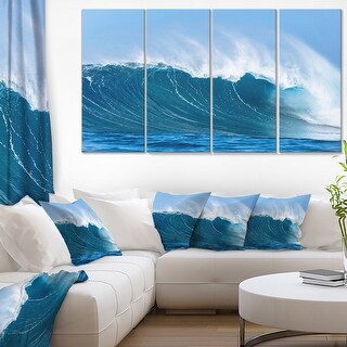 Designart - Sky Hitting Ocean Waves -Large Multipanel Canvas Art - Bed ...