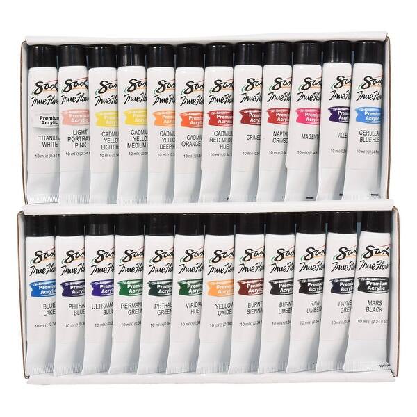 Sax Premium Acrylic Paint, Assorted Colors, 0.34 Ounce Tubes, Set of 24 ...