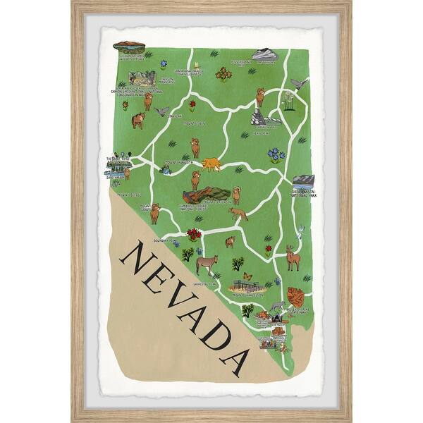 'Nevada Landmarks Map' Framed Painting Print - Bed Bath & Beyond - 33983695
