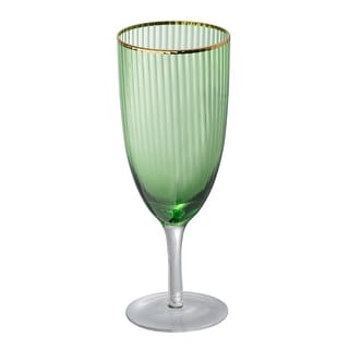A&B Home Green with Gold Rim Ribbed Goblet - Bed Bath & Beyond - 31919380