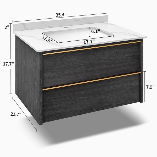 Moasis 35" Wide Bathroom Vanity with 2 Drawers - On Sale - Bed Bath ...