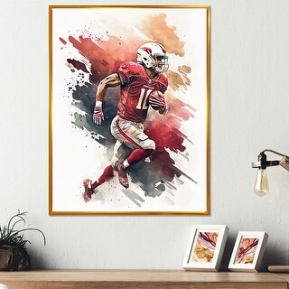 Designart "Football Player On Field I" Modern Framed Canvas Art Print ...