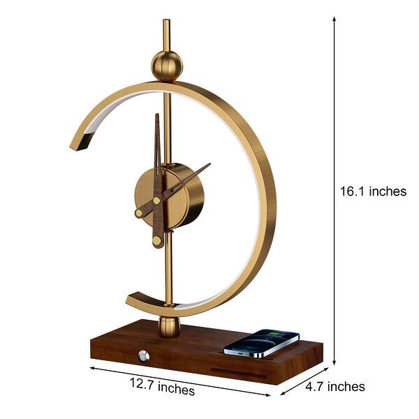 Oak Base Clock Lamp for Living Room - Bed Bath & Beyond - 37563843