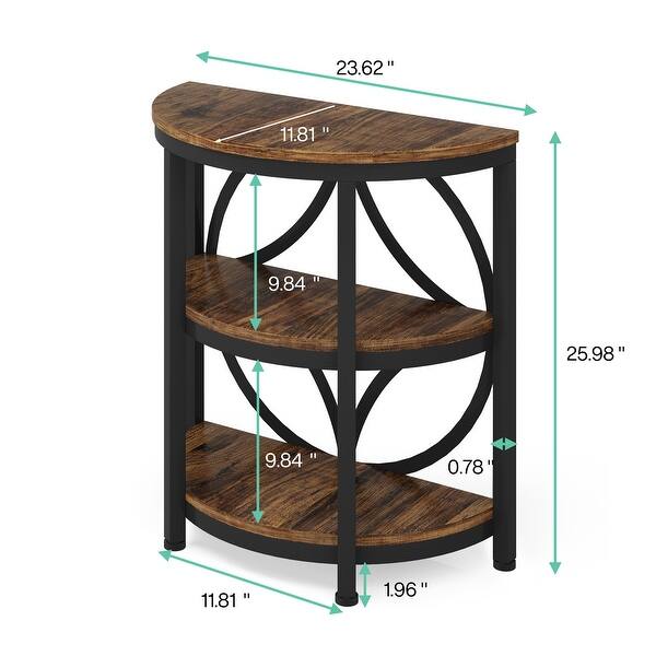 3-Tier Half Round End Table, Small Coffee Accent Table Bedside Table ...