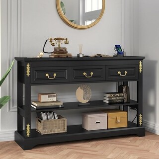 Console Table Charging Station Entryway Table 3 Drawers Storage Shelf ...