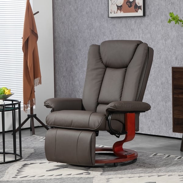 HOMCOM Swivel Recliner Chair, PU Leather Reclining Chair for Living ...