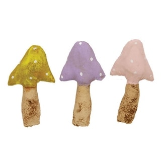 Set of 3 Fabric Stuffed Grungi Mushrooms with Triangle Shape and Long ...