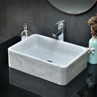 Single Bowl Rectangular Shaped Sink In Carrera White 17.91"x12.8"x4.92 ...