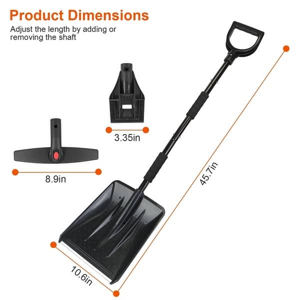 3-in-1 Snow Removal Kit with Scraper Head and Shovel Head - 45.7x10.6x1 ...