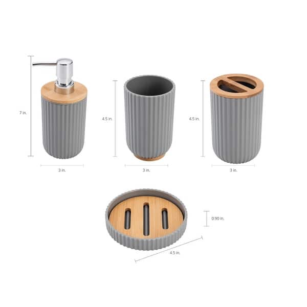 Kralix 4pc Ribbeds Bath accessory Set - Bed Bath & Beyond - 37623312