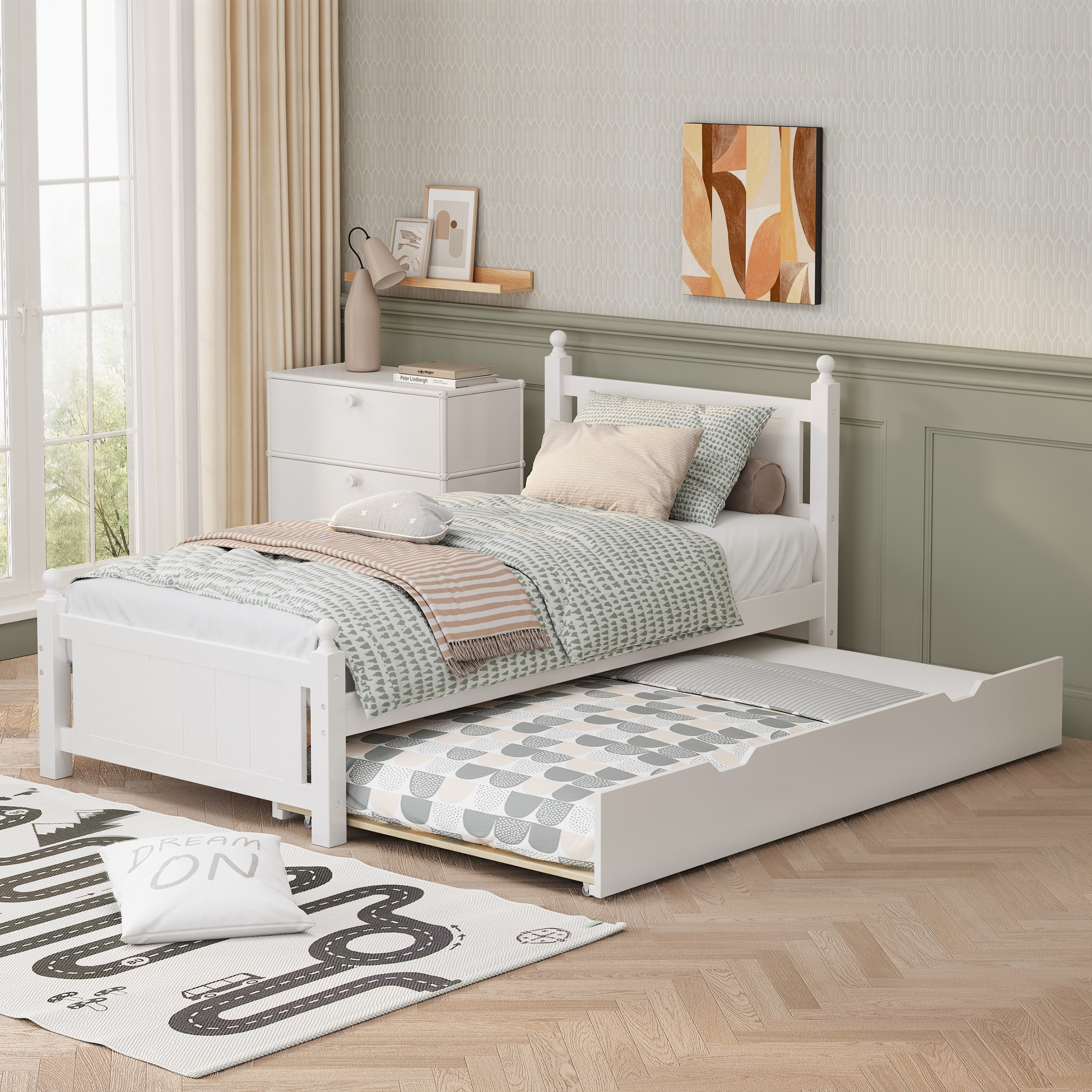 White single trundle bed store
