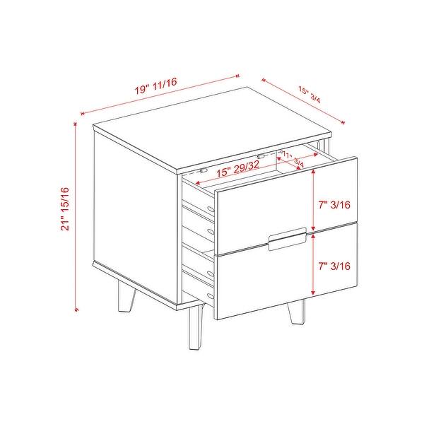 Mid-Century Modern 2-Drawer Solid Wood Nighstand with Cutout Handles ...