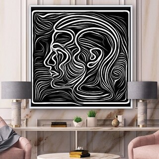 Designart "Black And White Awareness Portrait II" Modern Framed Canvas ...