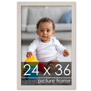 24x36 Traditional White Washed Complete Wood Picture Frame with UV ...
