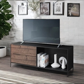 Brown and Black Wood and Metal Entertainment TV Stand - Bed Bath ...