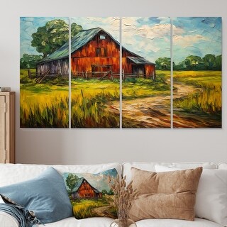 Designart - Rustic Farmhouse Green Country Road - Farmhouse Canvas Set ...