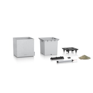 16" White Lightweight Cube Planter with a Water Reservoir - Bed Bath ...