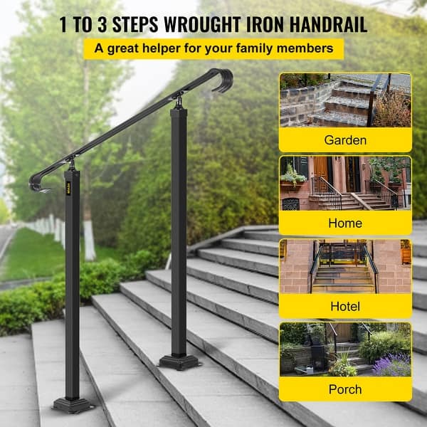 VEVOR Adjustable Handrails for Outdoor Steps Fit 1-5 Steps Outdoor ...