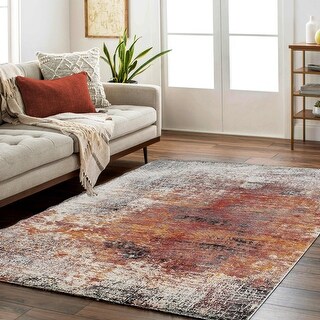 Canvello Rust Modern Rug - 5' X 8' - Rust - Gray - Black - Gold - 8' x ...