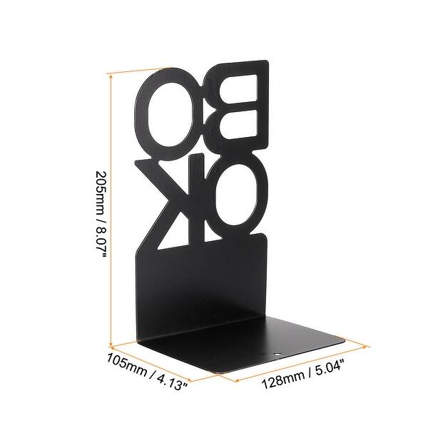 2 Set Alphabet Shaped Bookend for Home Office Stationery Storage, Black ...