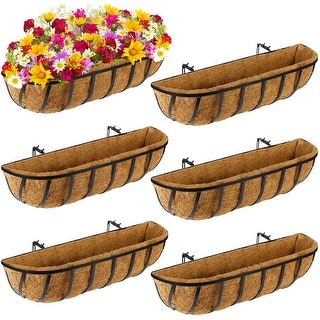 6 Pieces Window Baskets with Coconut Liner 24 Inch Window Deck Planters ...