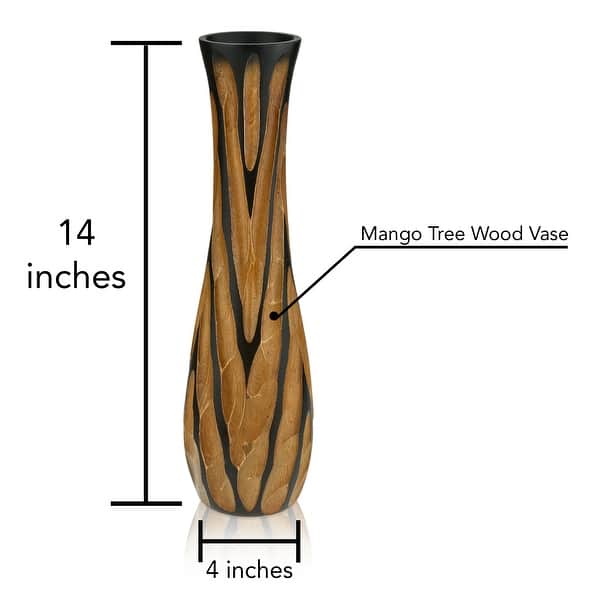 Handmade Beautifully Hand Carved Etched Dark Brown Mango Tree Wood Vase ...