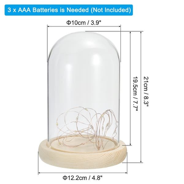 Clear Cloche Glass Dome Glass Bell Jar Display Case with LED Light ...