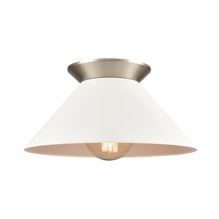 Elk Home Cavendish Brushed Gold With White Shade 1 Light Semi Flush ...