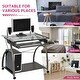 Vincent Glass Top Computer Cart with Pull-Out Keyboard in Pewter, Metal ...