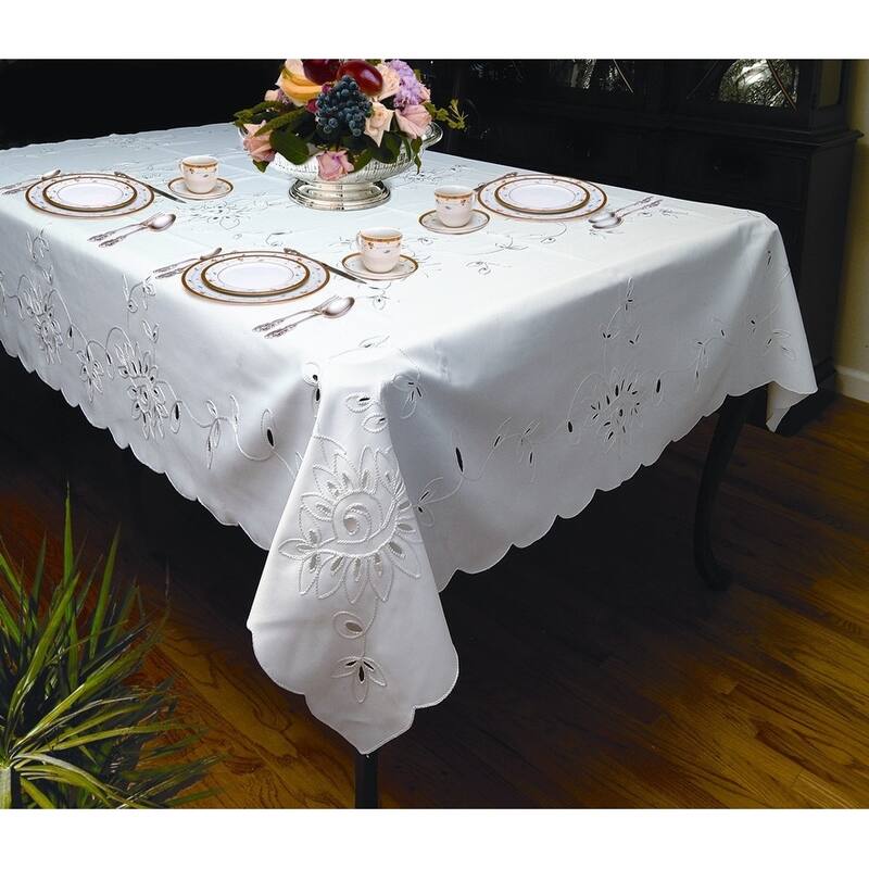 Violet Linen Rivierra Embroidered Pattern Tablecloth - Overstock - 35383761