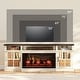 80" Farmhouse Fireplace TV Stand with 3-Sided Electric Fireplace, Glass ...