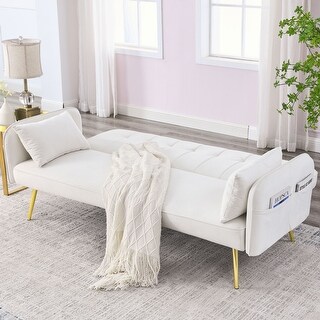 Convertible Sleeper Recliner Loveseat Folding Daybed Guest Bed, Beige ...