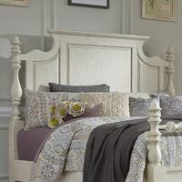 Farmhouse Reimagined Antique White with Chestnut King Poster Headboard ...