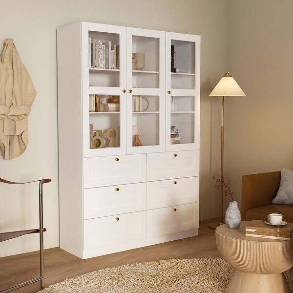 Bookcase Display Cupboard Kitchen Cabinet Storage Pantry Acrylic Door ...