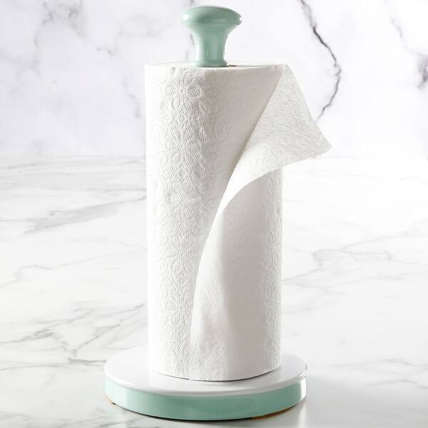 Martha Stewart Dual Tone Stoneware and Wood Paper Towl Holder in Mint ...